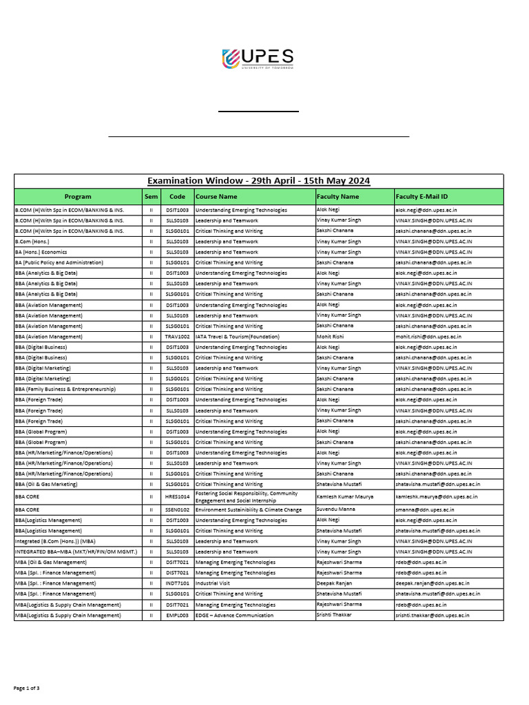 SOB - Non Theory Notice - Supple Examination Even Sem. (Con. Eva - Lab - Project) May 2024 | PDF ...