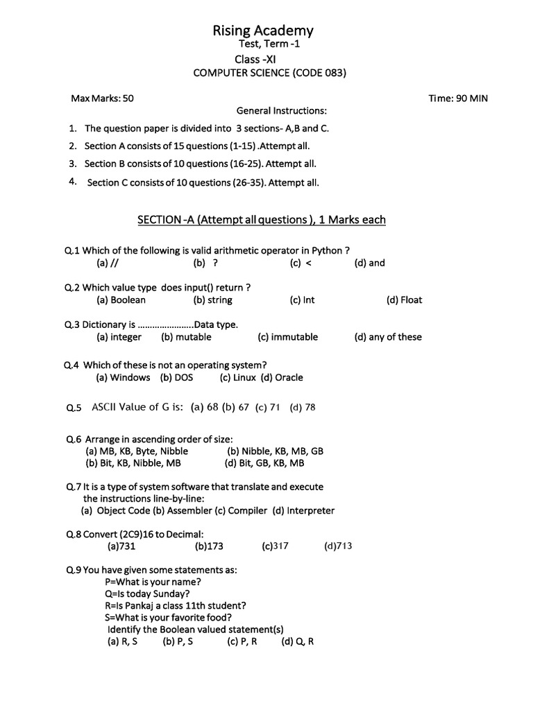 Assessment - Ch1 to Ch5 | PDF | Numbers | Python (Programming Language)