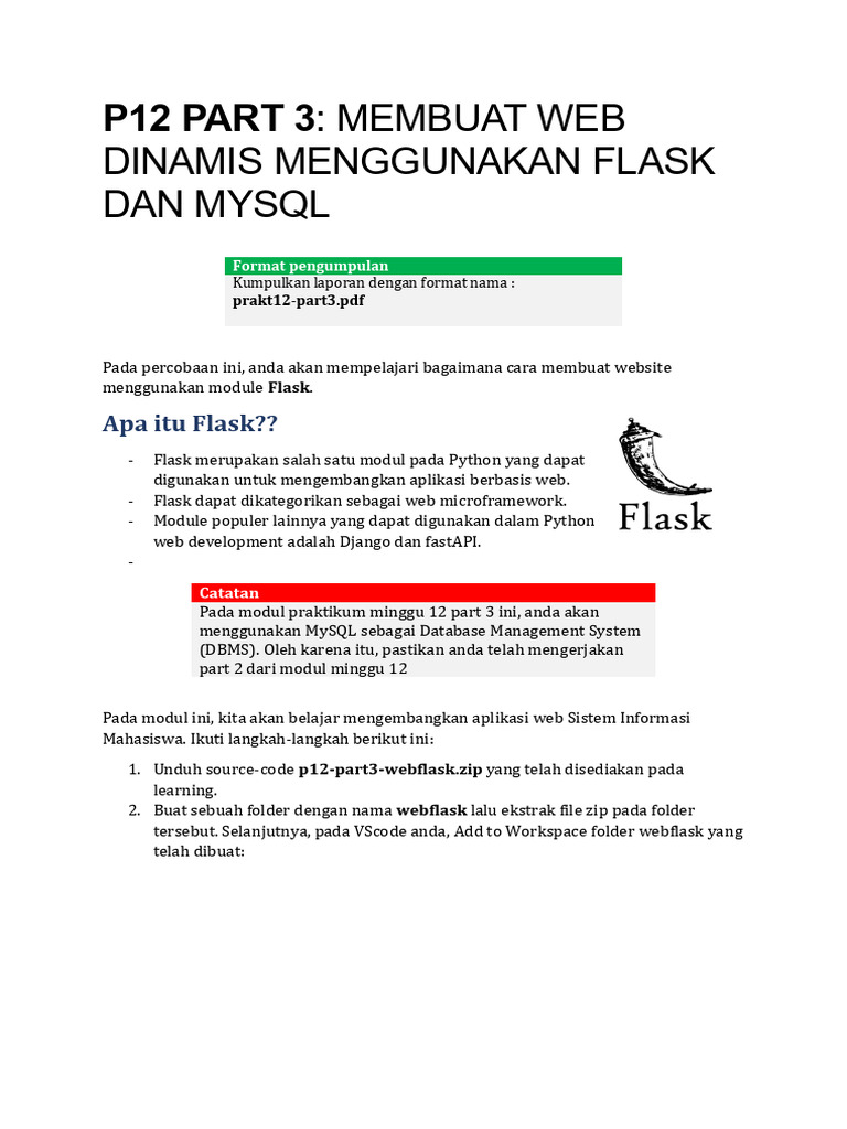 Prakt12-Part3 - Web Dinamis Dengan Flask | PDF
