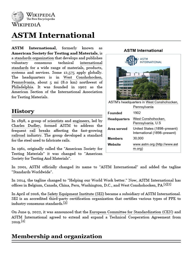 ASTM International - Wikipedia | PDF