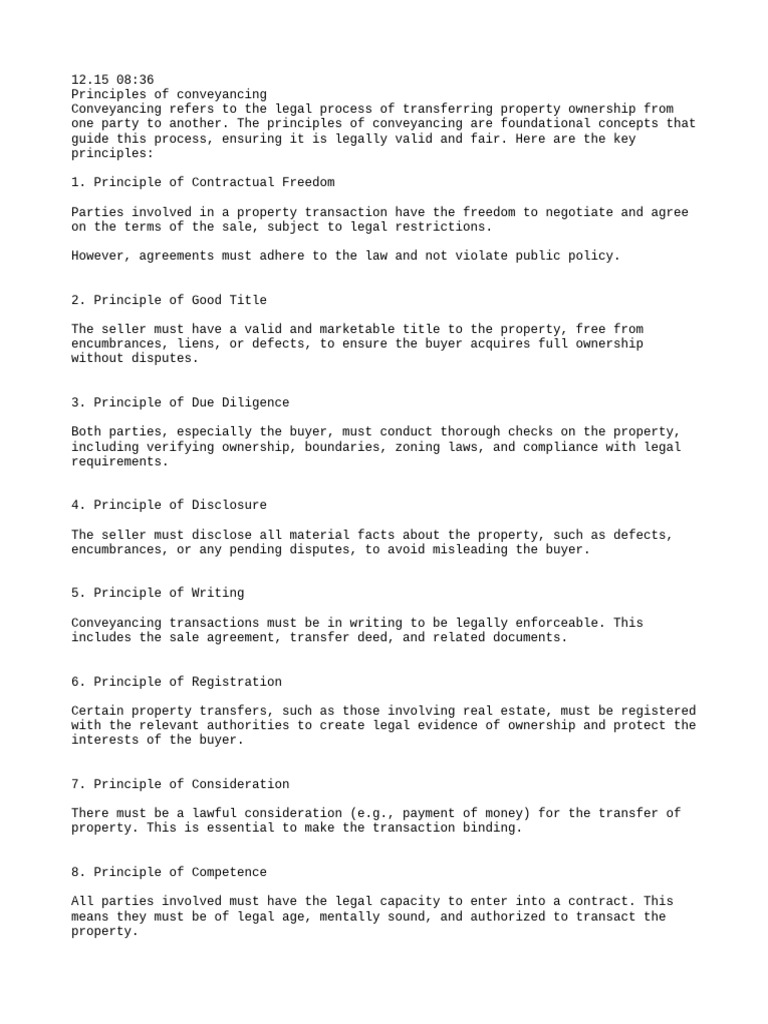 Key Principles of Conveyancing Law | PDF | Conveyancing | Property