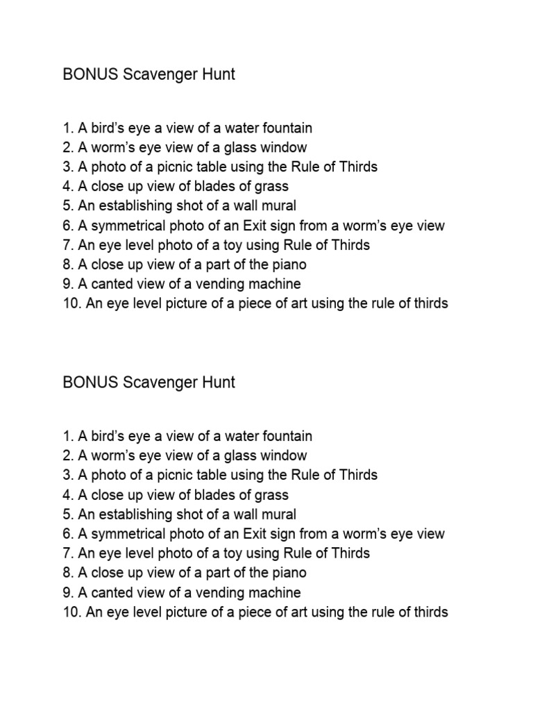 Bonus Scavenger Hunt | PDF