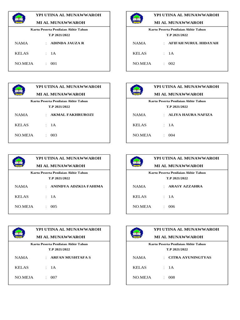 Format Cover Nama Rapot PTS 1C Sindie Cantik | PDF
