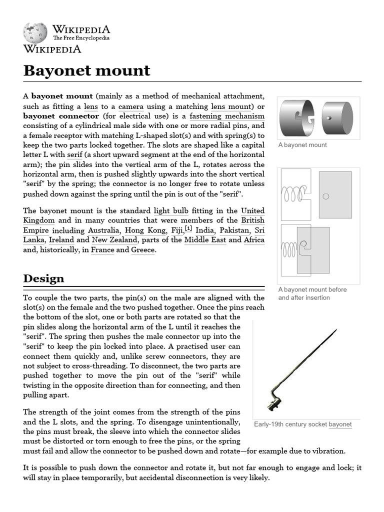 Bayonet Mount Mechanism Explained | PDF | Glass Applications | Interior ...
