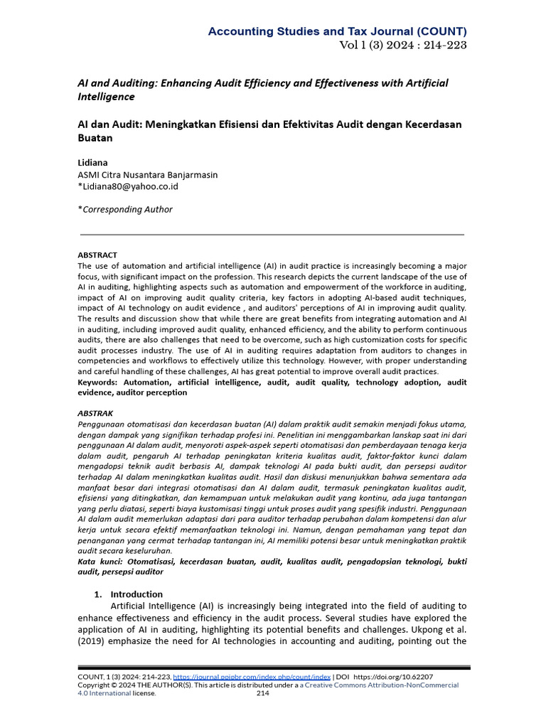 AI Dan Audit: Meningkatkan Efisiensi Dan Efektivitas Audit Dengan ...