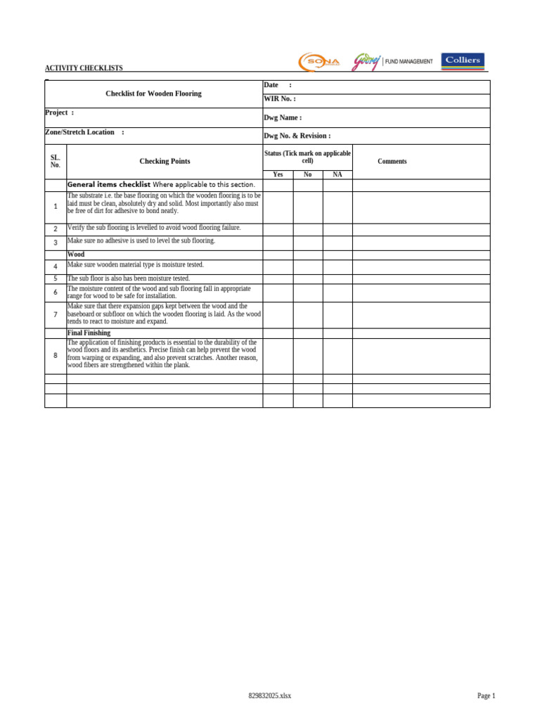 Wooden Flooring Installation Checklist | PDF | Flooring | Wood