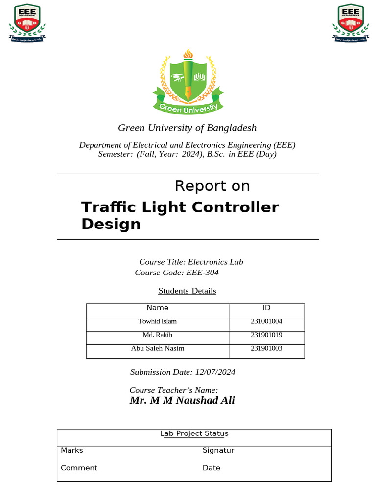Lab Project Report Template Cse | PDF | Traffic | Simulation