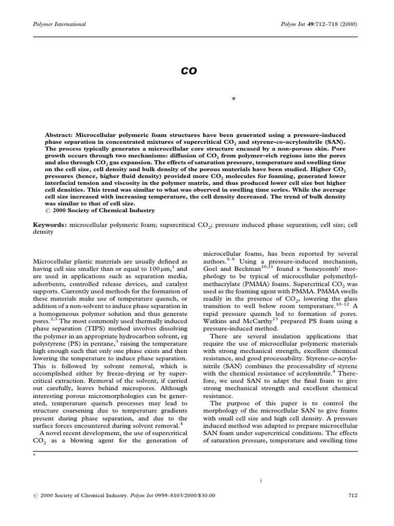 Preparation And Morphology Characterization Of Microcellular Styrene Co