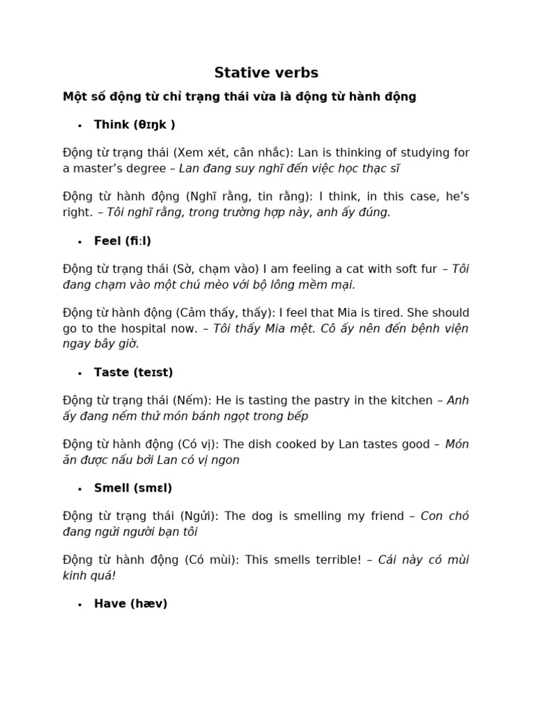 Stative Verbs | PDF