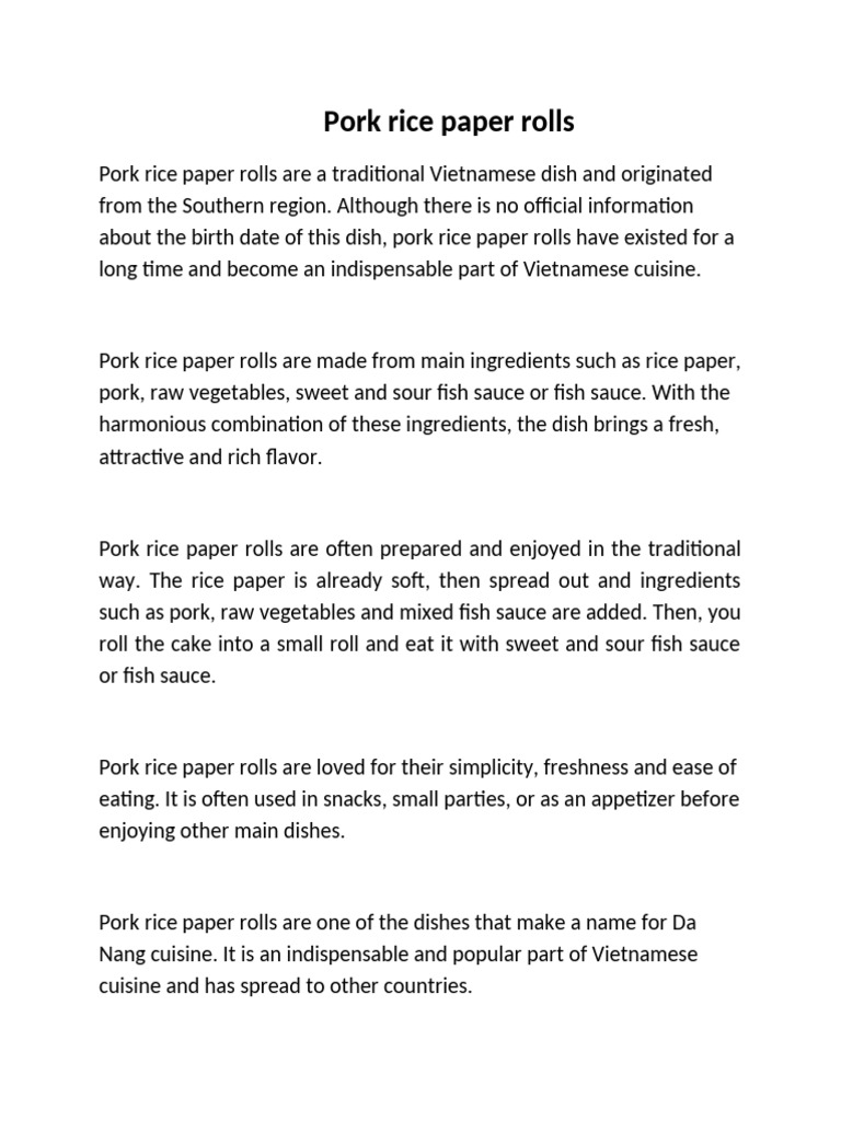 Pork Rice Paper Rolls | PDF