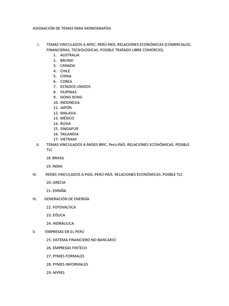Asignaci-N de Temas para Monograf-As | PDF