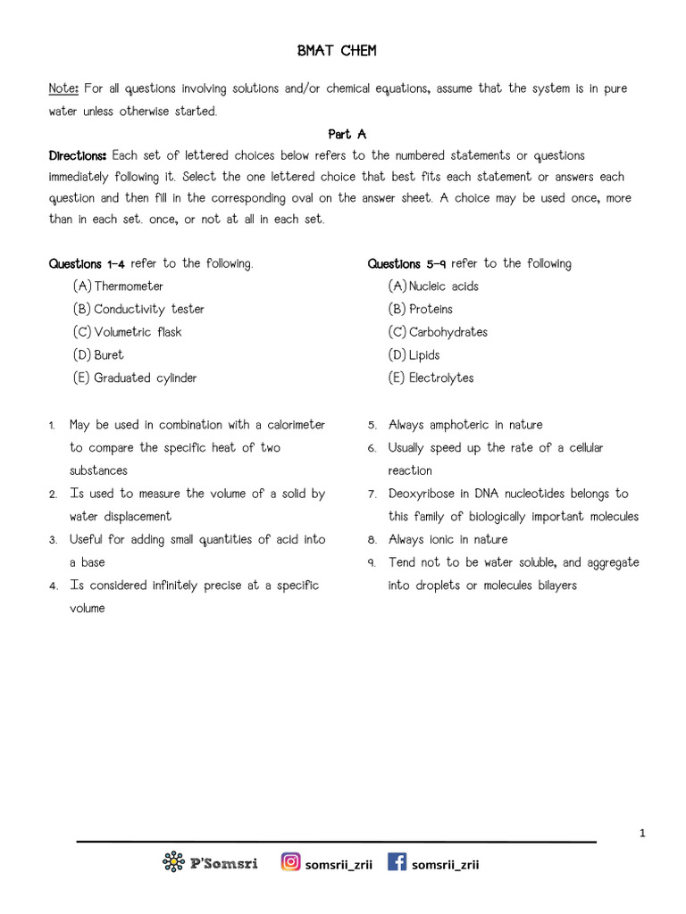 BMAT | PDF | Chemical Reactions | Proton
