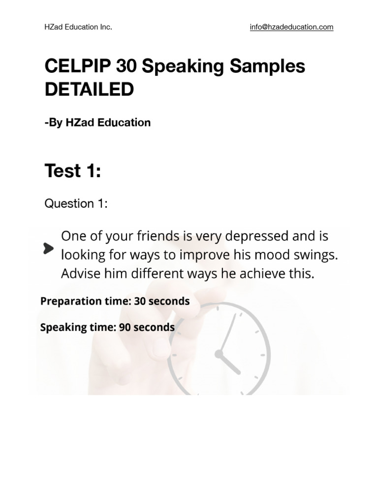 30 CELPIP Speaking Samples Explained - HZad Education | PDF | Adverb ...