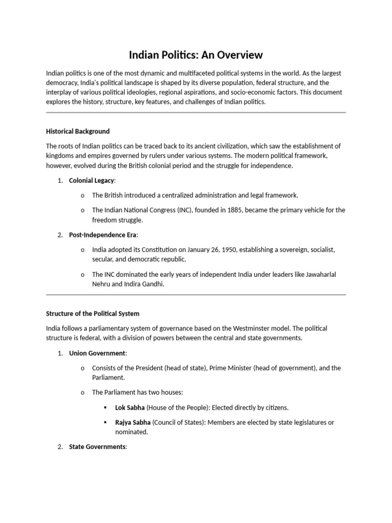 Indian Politics | PDF | Politics Of India | Government