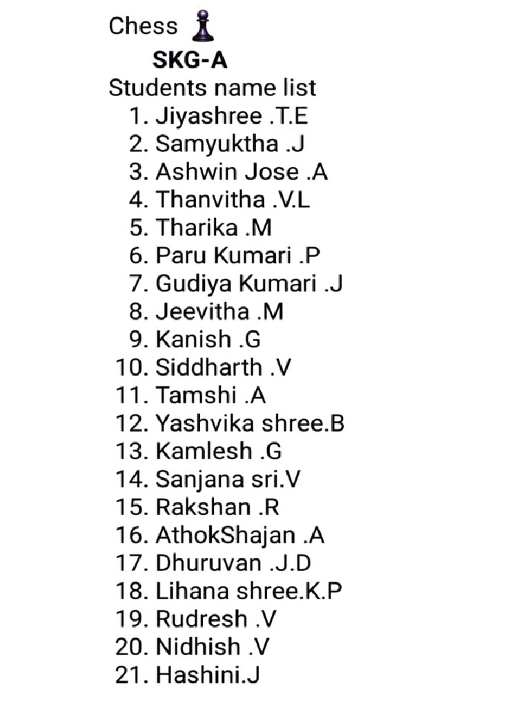 Chess Student List SKG | PDF