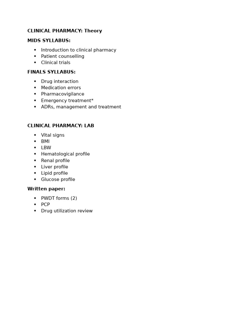 Clinical Pharmacy | PDF