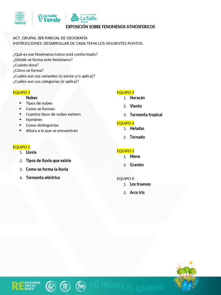 Actividad Grupal-3er Parcial Geografía | PDF | Tormentas | Meteorologia Tropical
