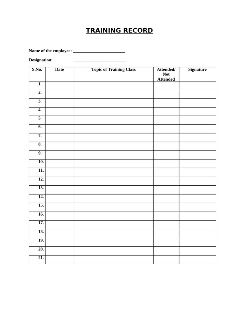 Training Record | PDF