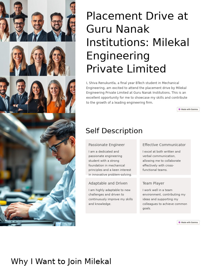 Placement Drive at Milekal Engineering | PDF | Engineering | Cognition