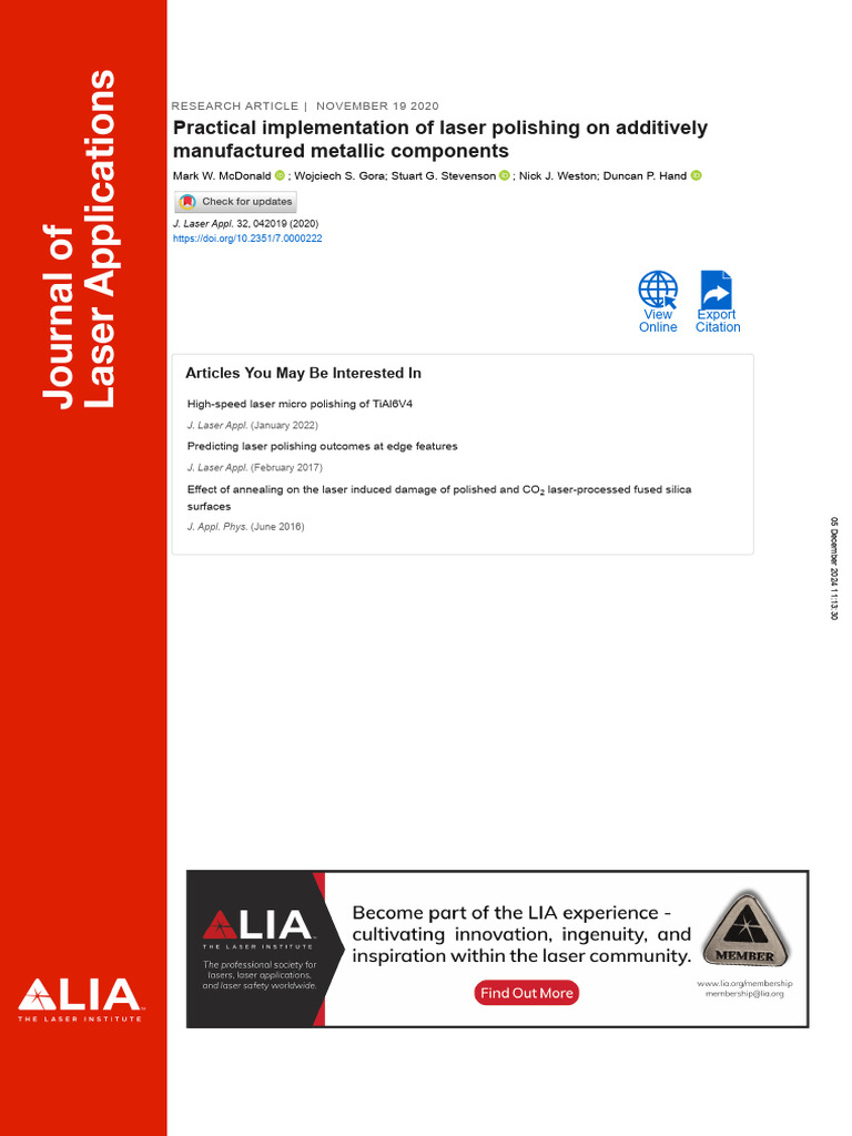 1 - Online - Practical Implementation of Laser Polishing On Additively ...