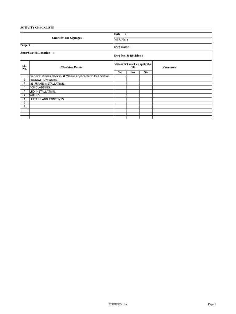 Checklist For Signages | PDF