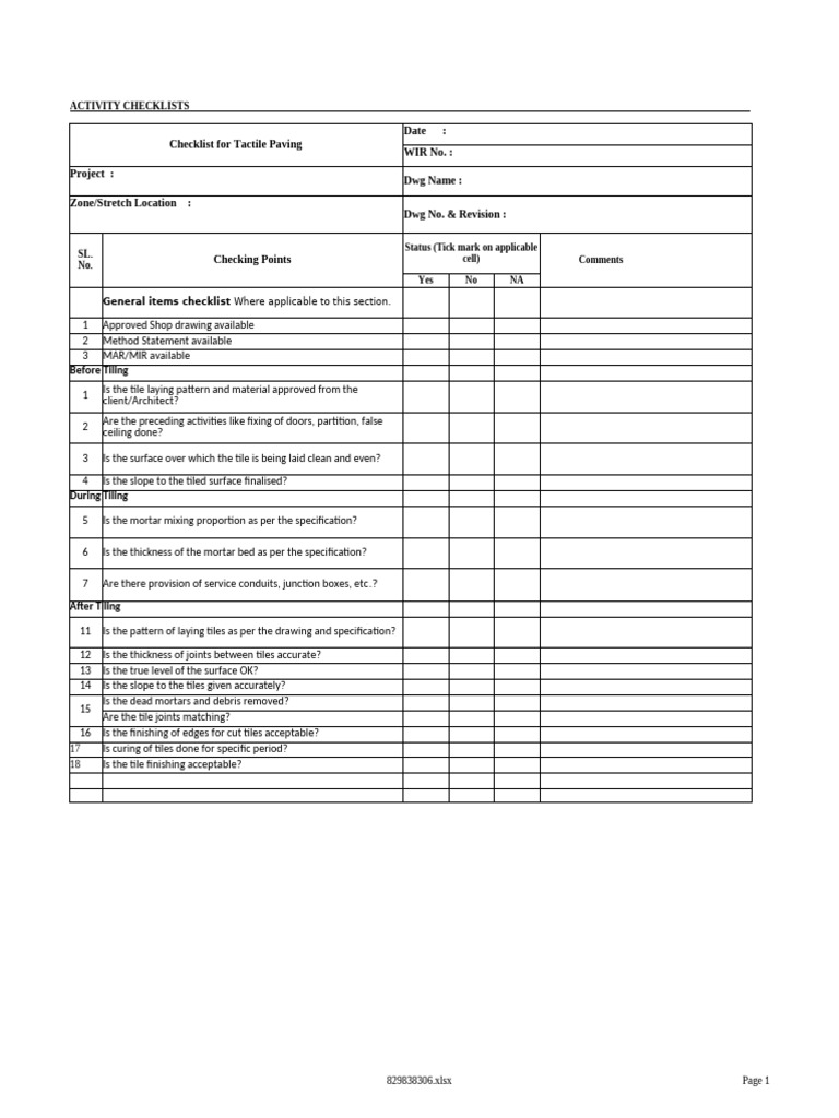 Checklist For Tactile Paving | PDF | Tile