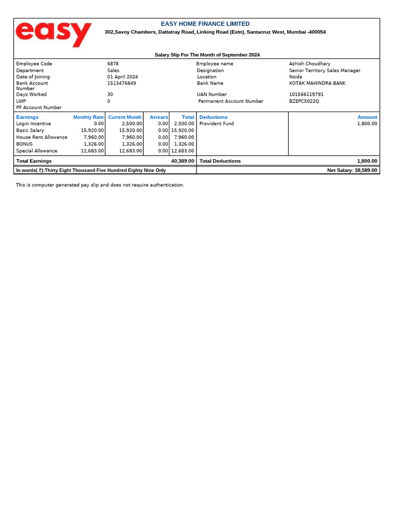 Payslip-2024-2025 Sept | PDF