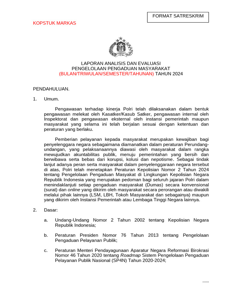 Format Lap Anev Dumas - Satreskrim | PDF