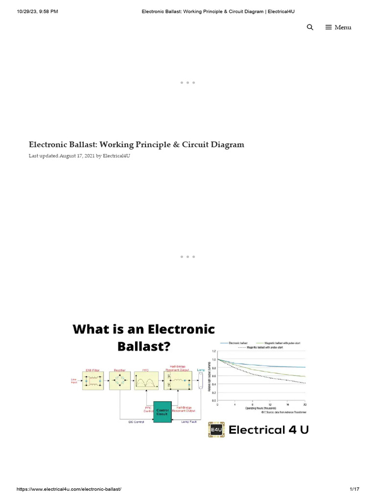 Electronic Ballast: Circuit & Principles | PDF | Fluorescent Lamp ...