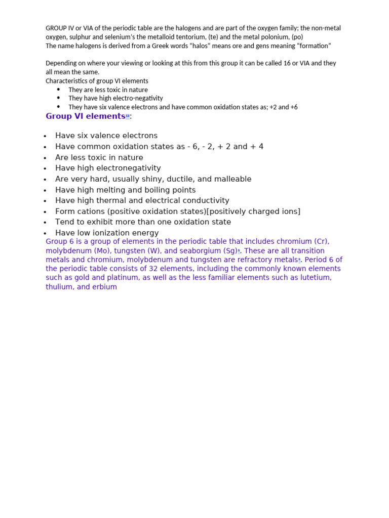 Group VI Elements12 | PDF