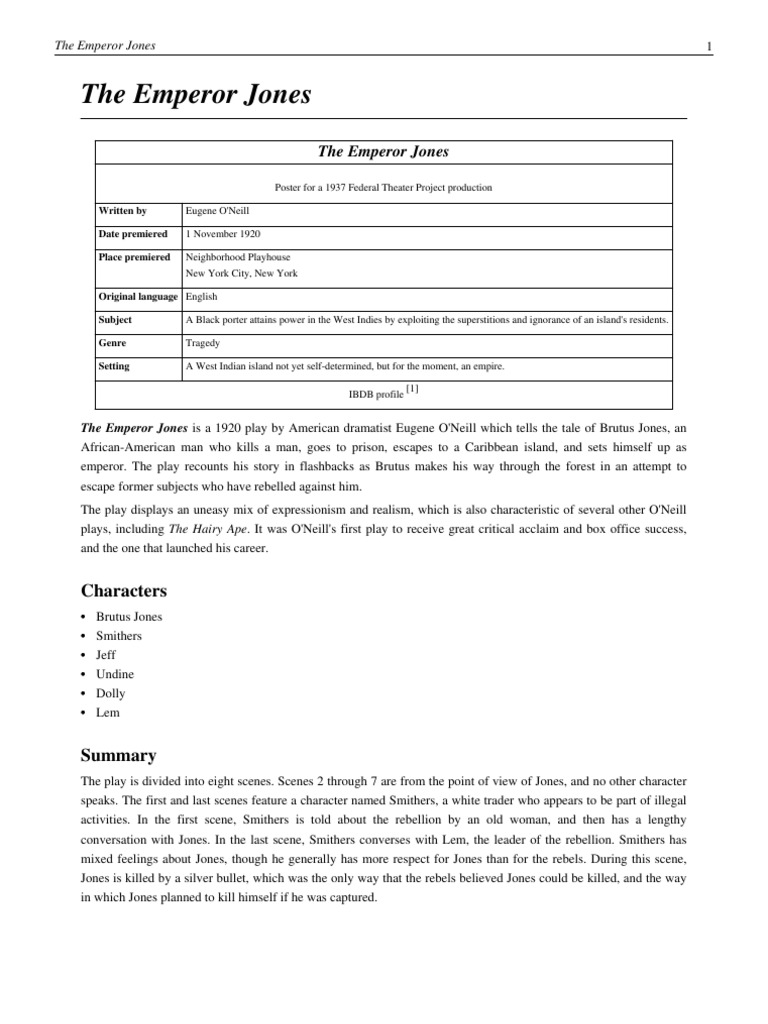 The Emperor Jones: Characters | PDF | Theatre | Performing Arts