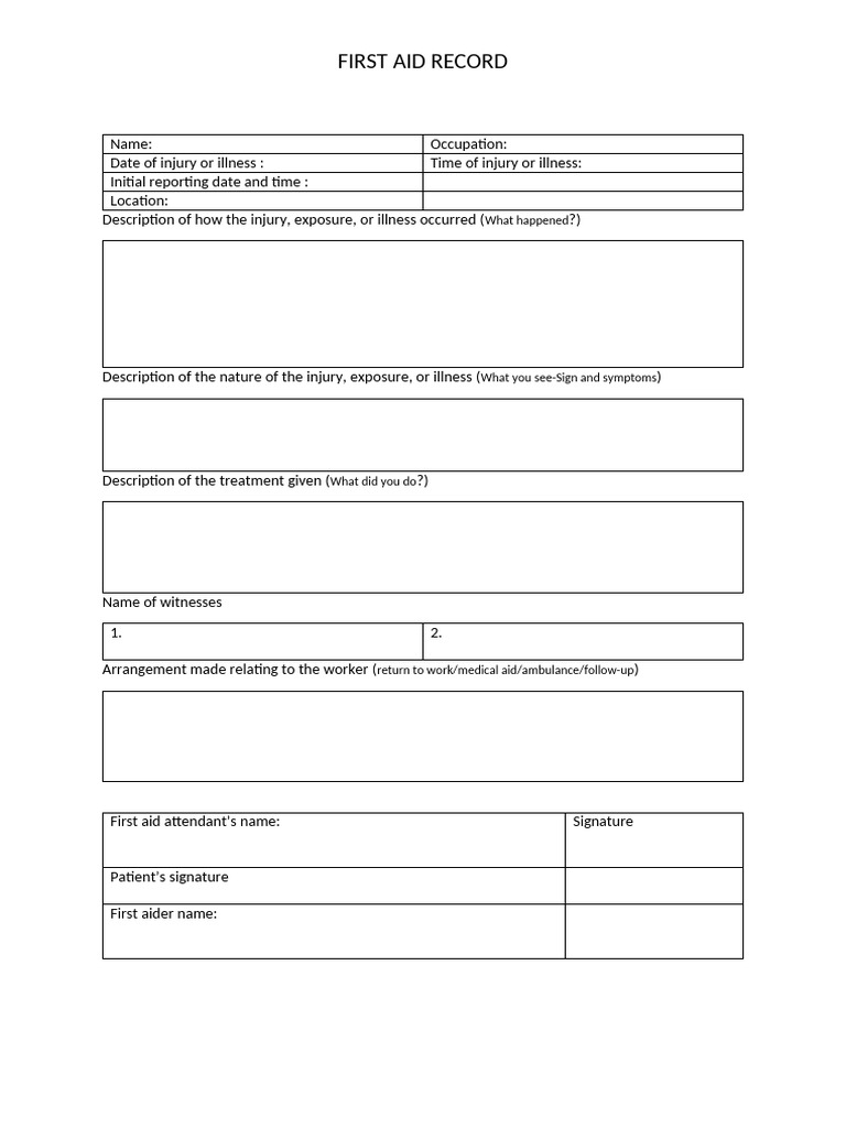 First Aid Record | PDF