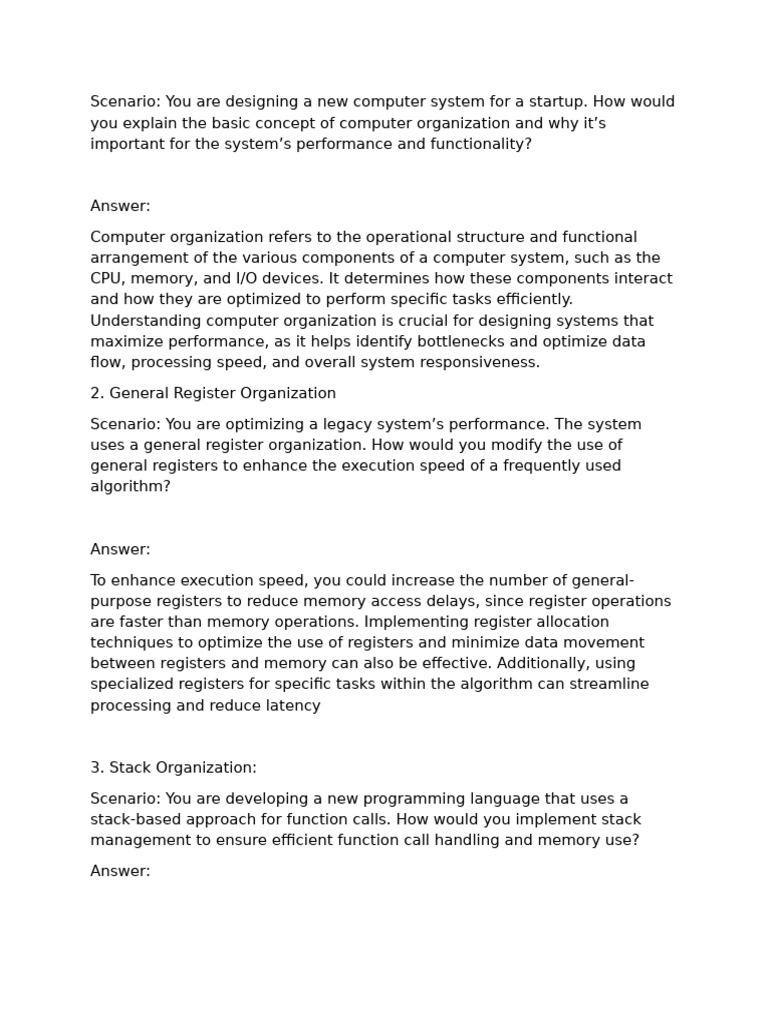 Computer Architecture Scenarios | PDF | Central Processing Unit | Parallel Computing