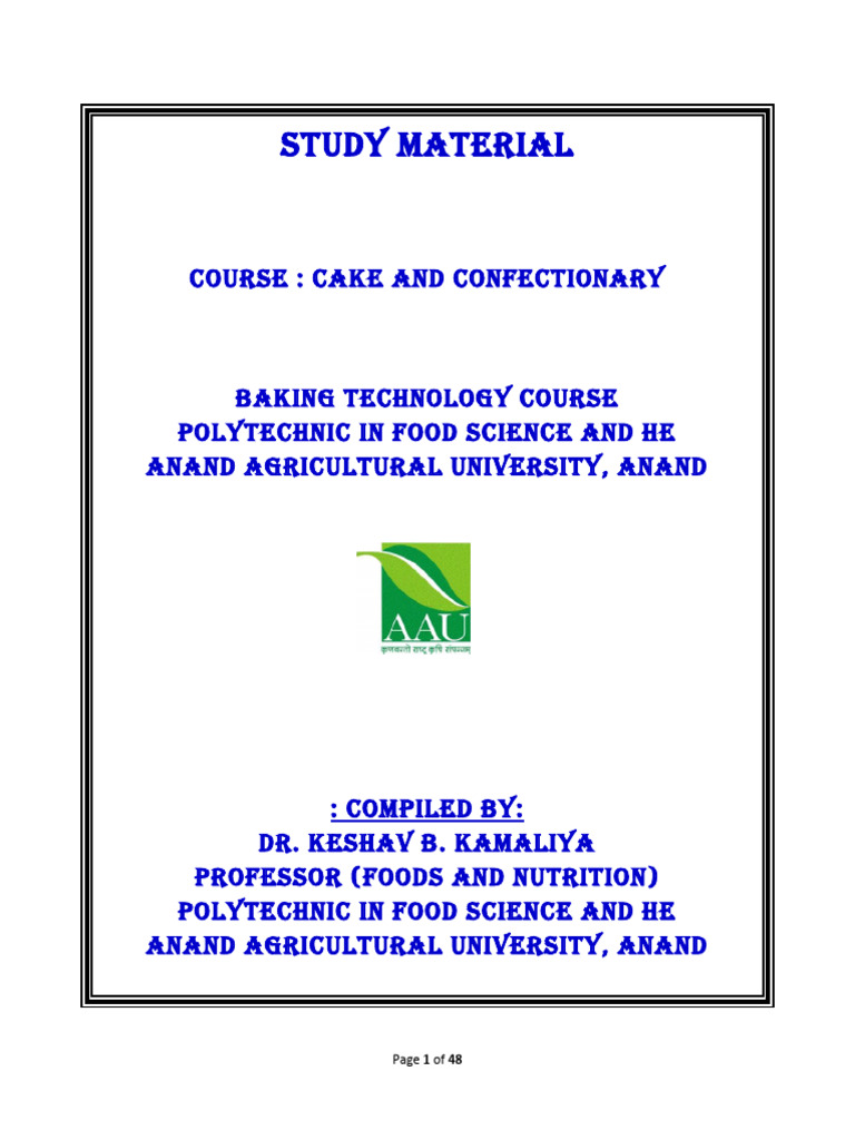 Cake and Confectionery Study Guide | PDF | Cakes | Flour