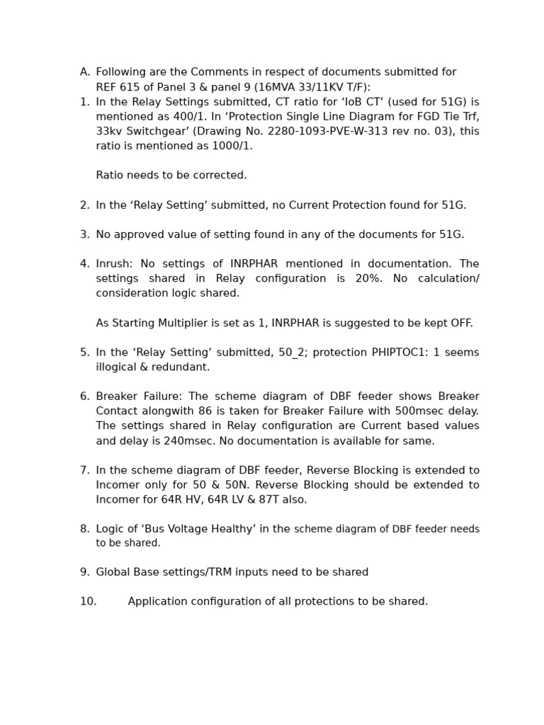 PANEL 3 N 9 Relays For 16MVA | PDF | Relay | Electric Power