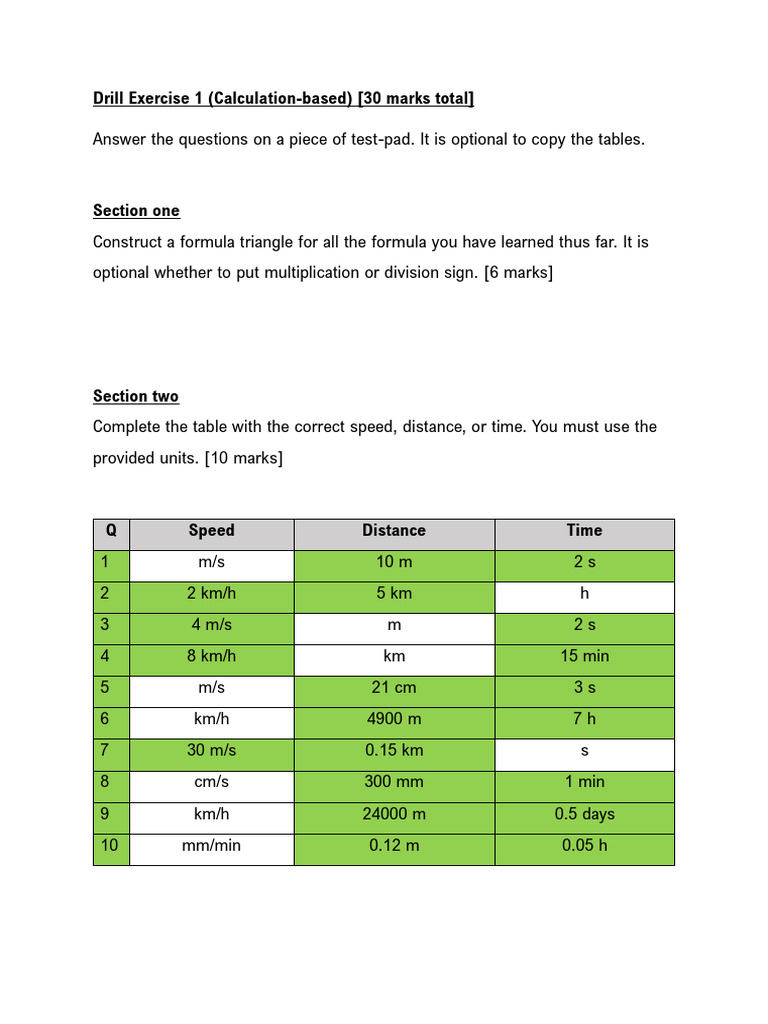 Classwork 5 - Calculation-Based Drill Exercise | PDF | Physical Quantities
