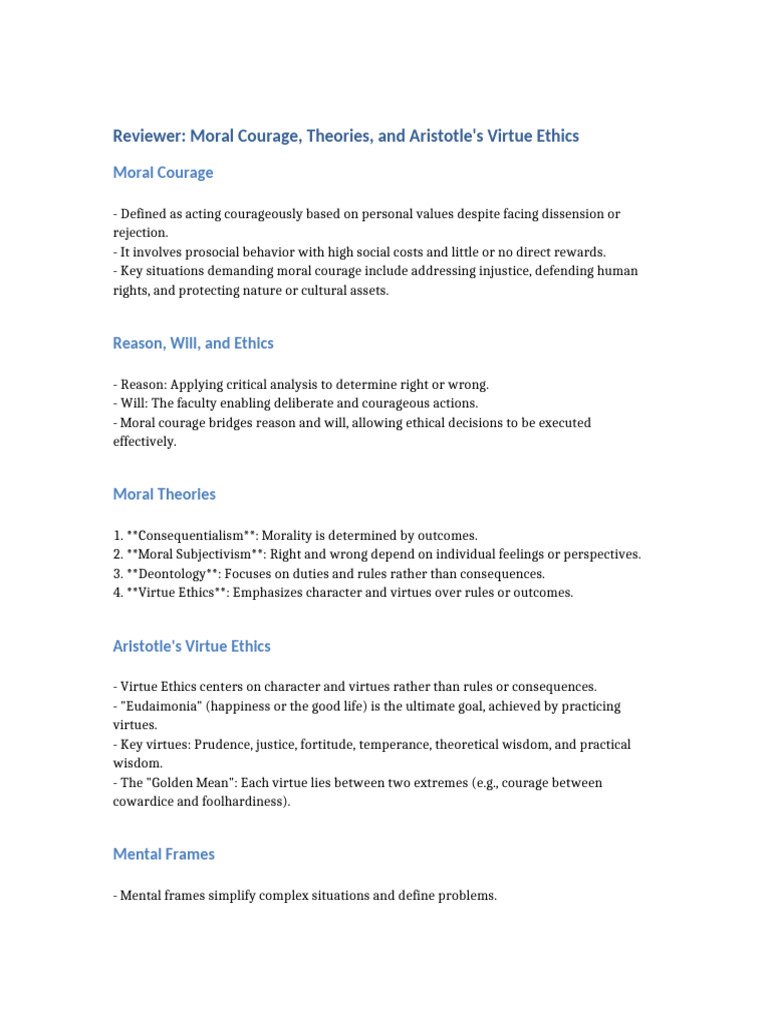 Understanding Moral Courage and Ethics | PDF