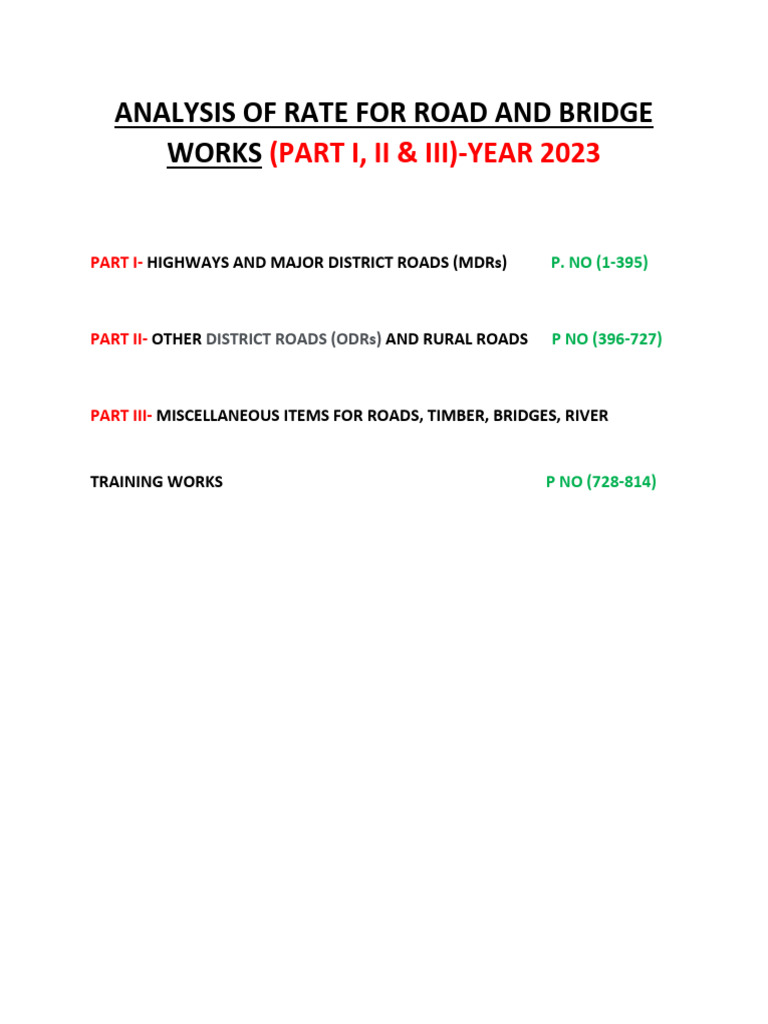 2023 Rate Analysis for Road Works | PDF | Construction Aggregate | Road