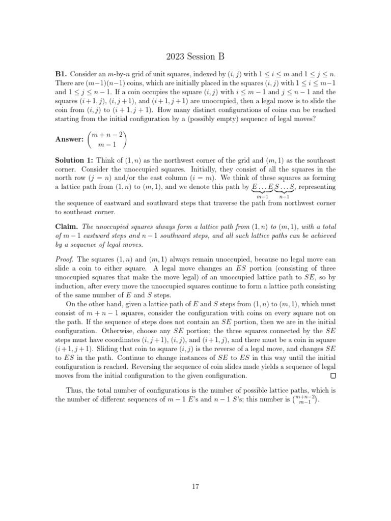 2023 Putnam Solutions B | PDF | Mathematical Analysis | Elementary ...