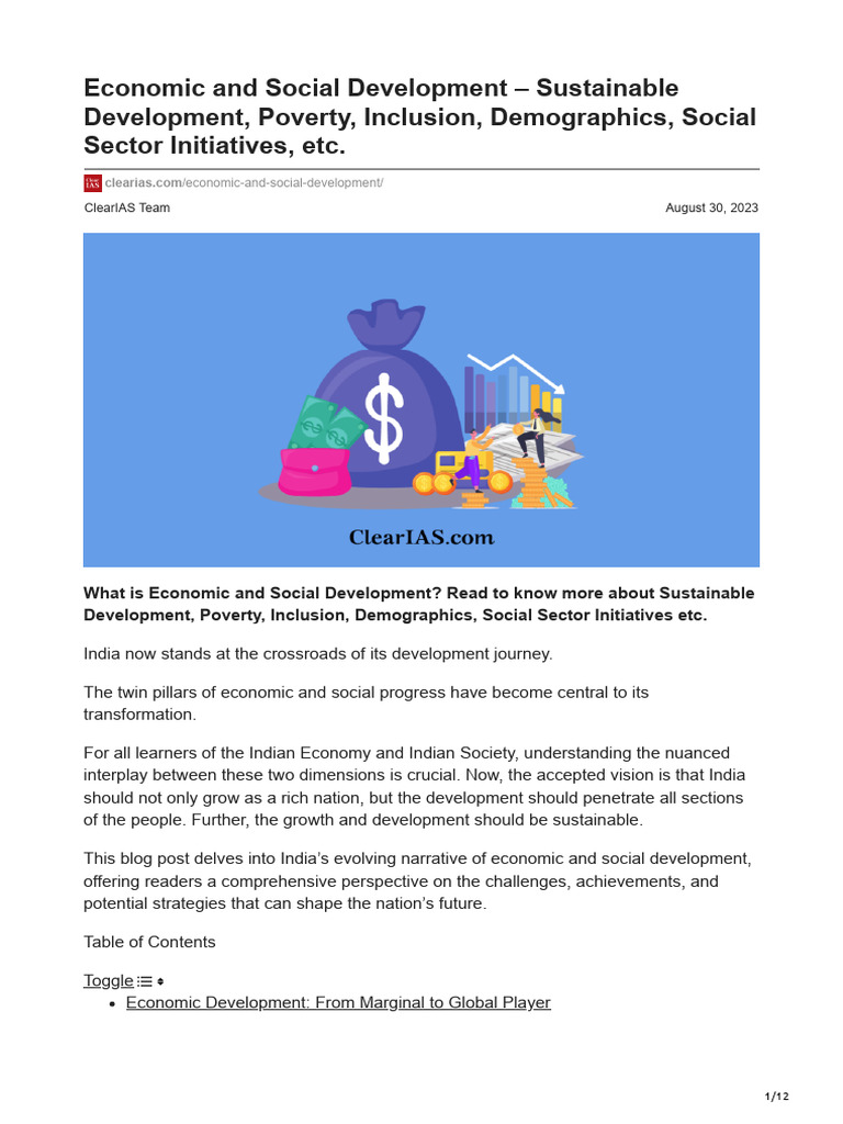 Economic and Social Development Sustainable Development Poverty Inclusion Demographics Social ...