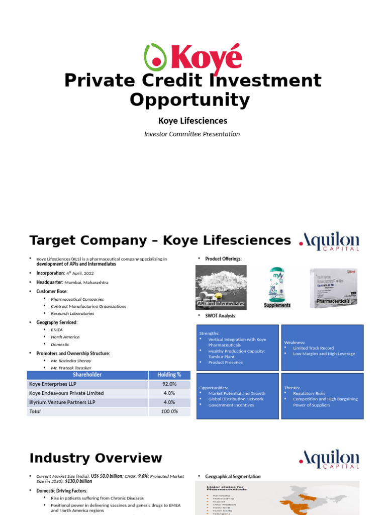 Koye Lifesciences Investment Overview | PDF | Economies | Money