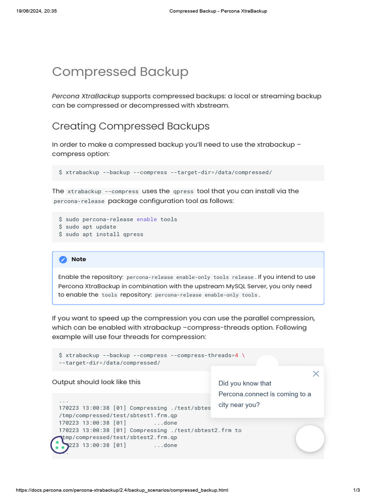 Compressed Backup - Percona XtraBackup | PDF | Backup | Data Compression