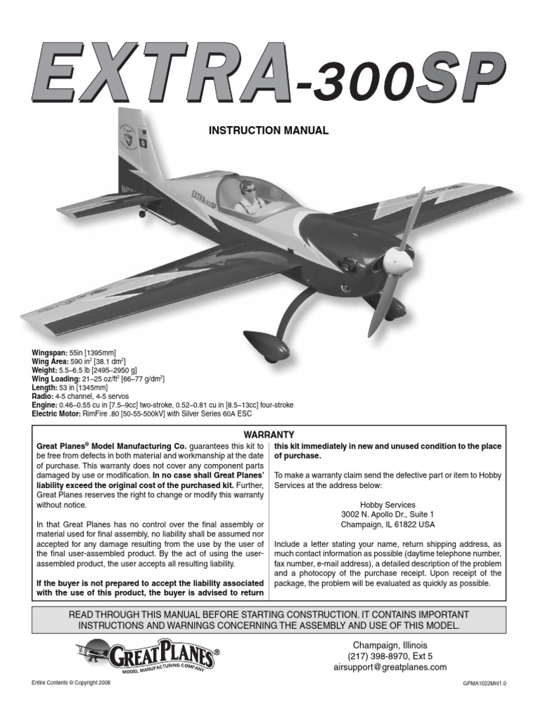 Great Planes Extra 300SP | PDF | Battery Charger