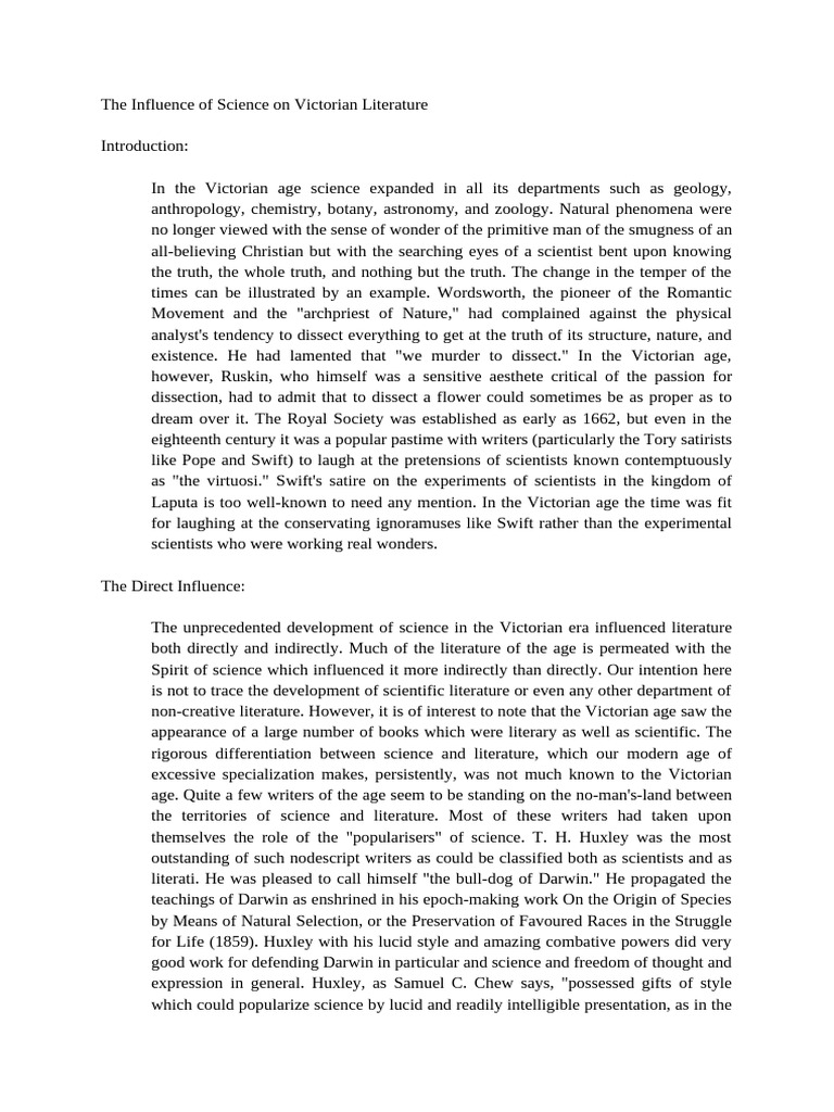 Science's Impact on Victorian Literature | PDF | Science | Thomas Henry ...