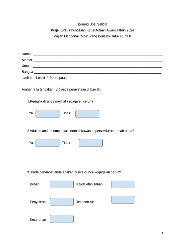 Borang Soal Selidik (SPM) | PDF