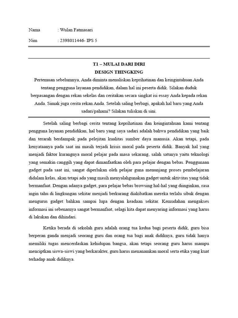 T2-Mulai Dari Diri-Design Thinking-Wulan Fatma | PDF