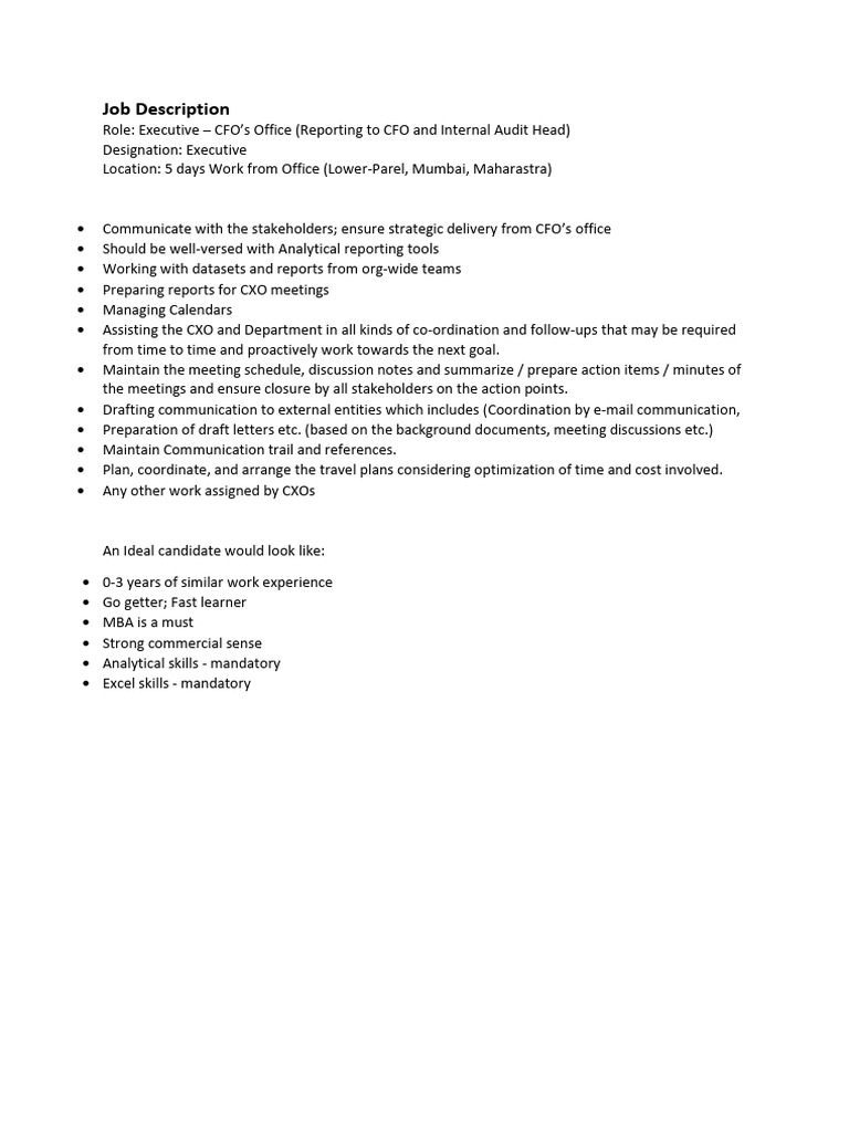 Job Description - EA | PDF
