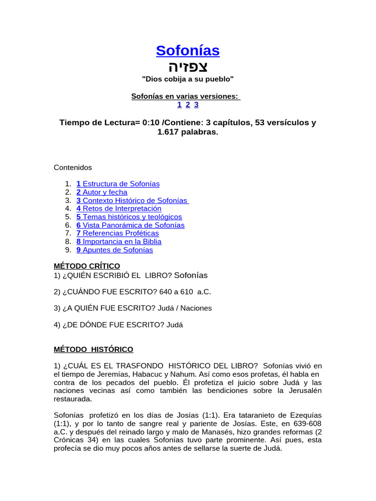 Sofonías con todos los datos | PDF | Profecía | Cristo (título)
