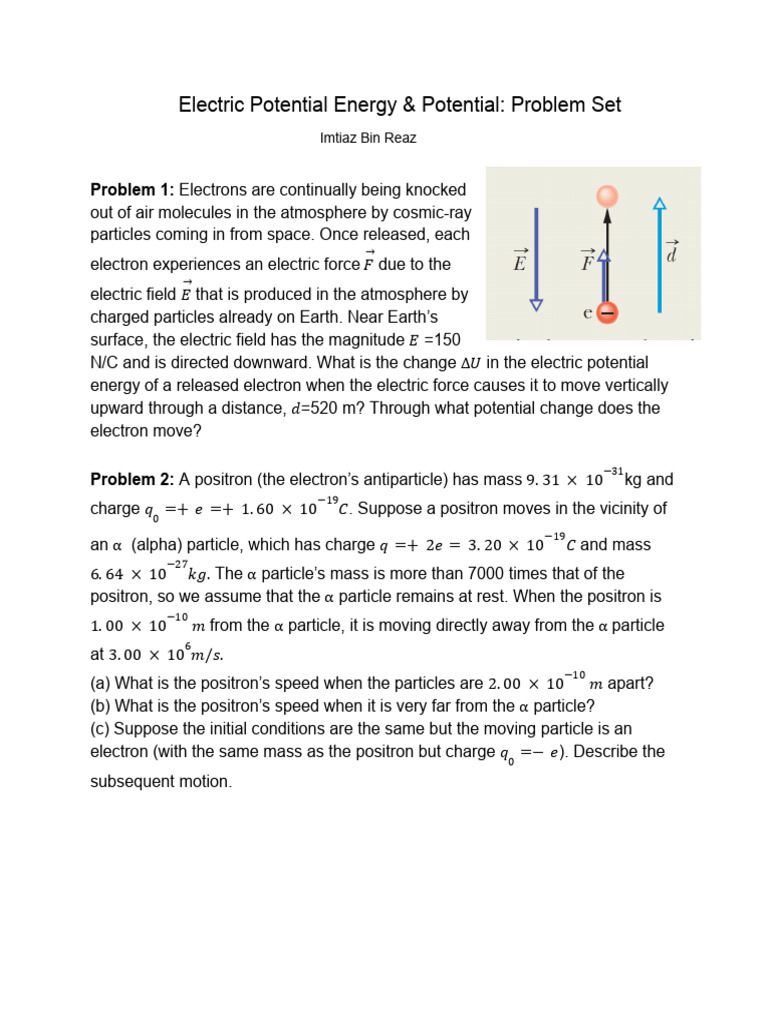 Potential Problems | PDF | Electron | Force