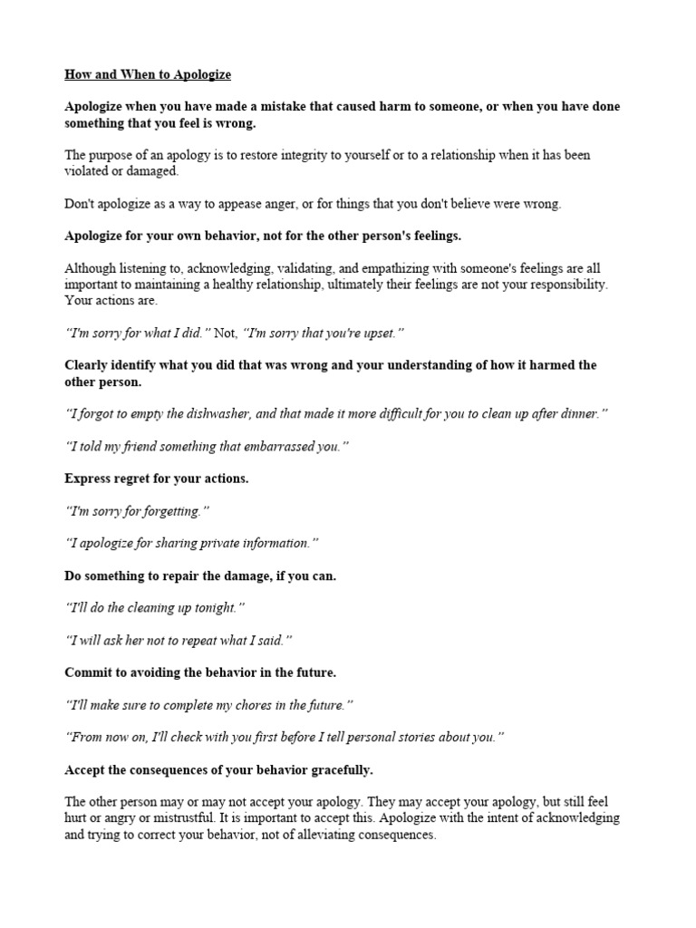 How and When To Apologize | PDF